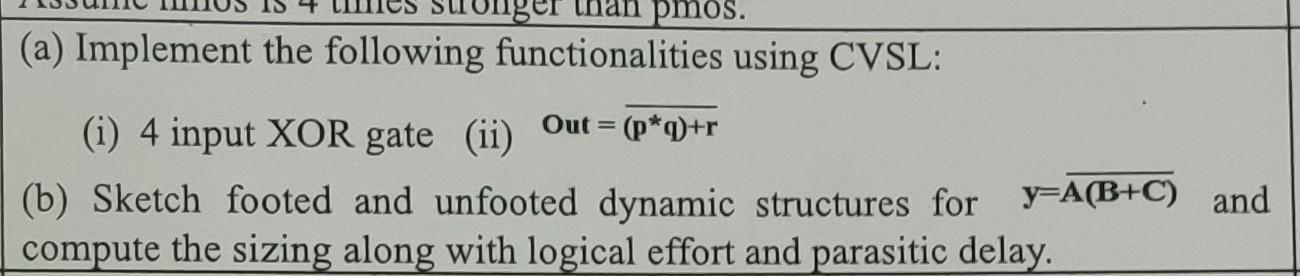 pmos. (a) Implement the following functionalities | Chegg.com