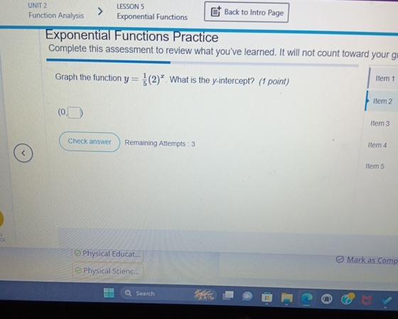 Solved UNIT?LESSON 5Function AnalysisExponential | Chegg.com