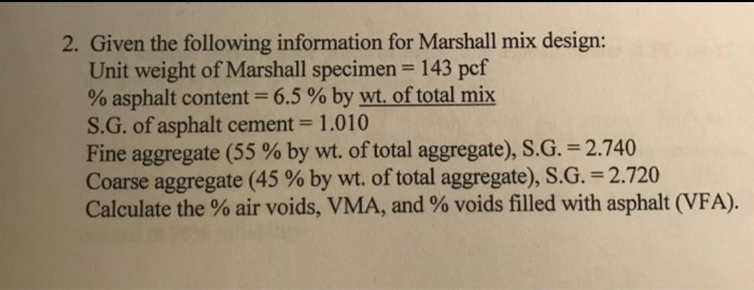 Solved 2. Given the following information for Marshall mix | Chegg.com