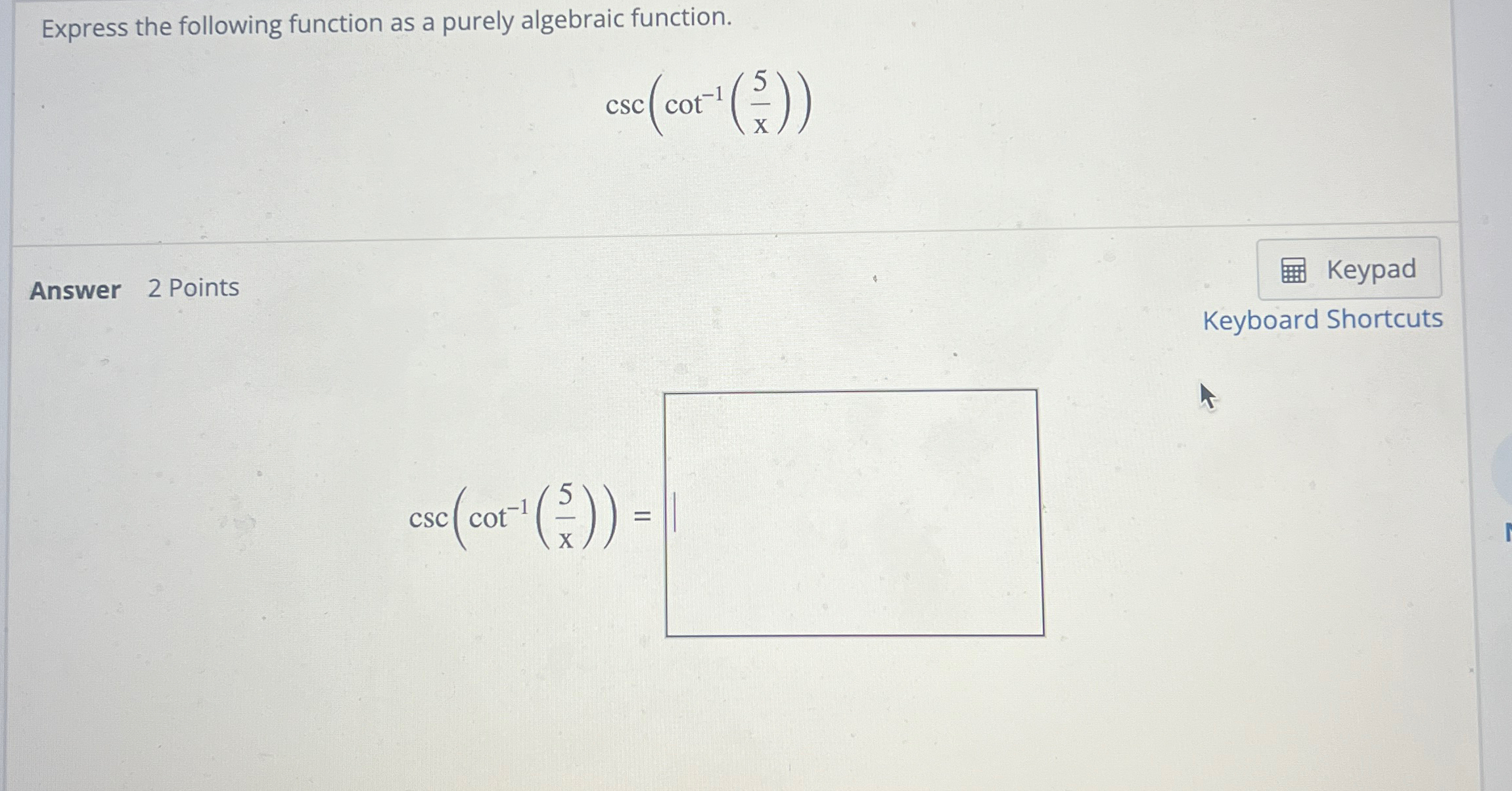 Solved Express the following function as a purely algebraic | Chegg.com