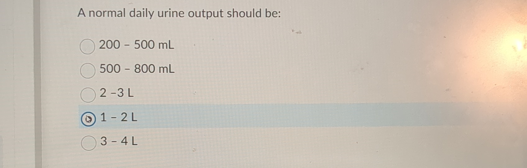 Solved A normal daily urine output should | Chegg.com