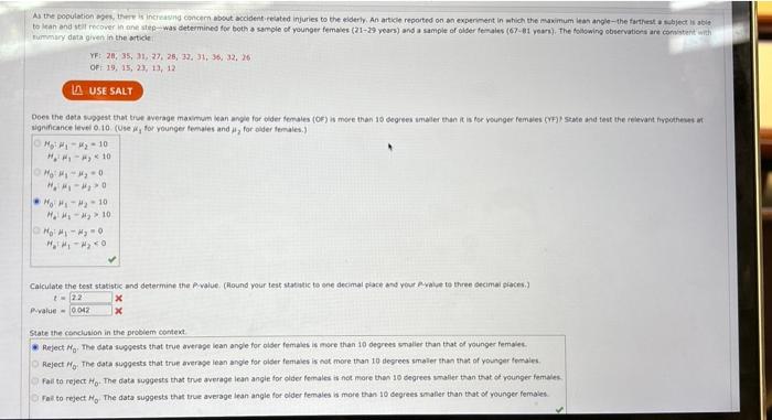 Solved nummary data given in the article: YF: | Chegg.com