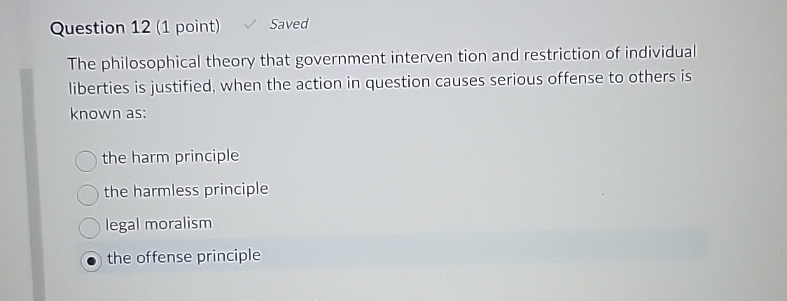 Solved Question 12 (1 ﻿point)SavedThe philosophical theory | Chegg.com