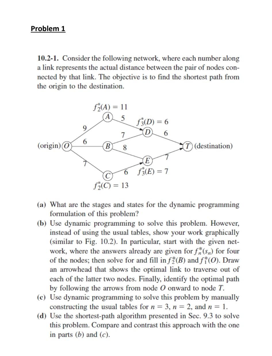 10.2-1. Consider the following network, where each | Chegg.com