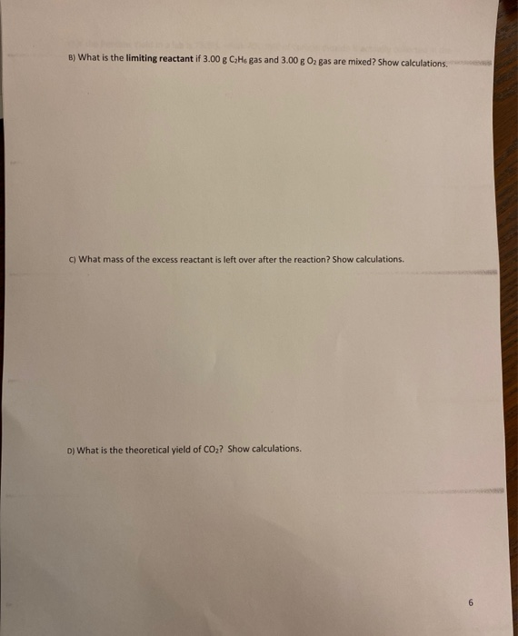 Solved 2) Ethane gas (C2H6) reacts with oxygen gas (O2) to | Chegg.com