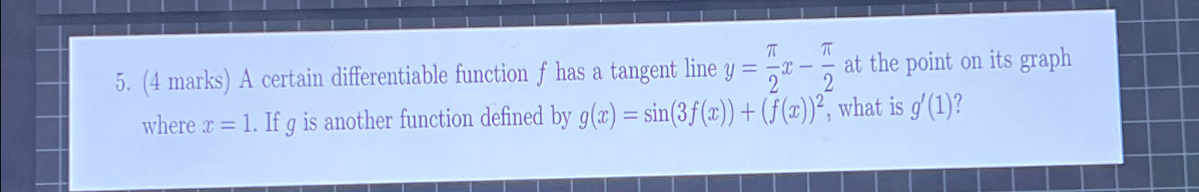 Solved (4 ﻿marks) ﻿A certain differentiable function f ﻿has | Chegg.com