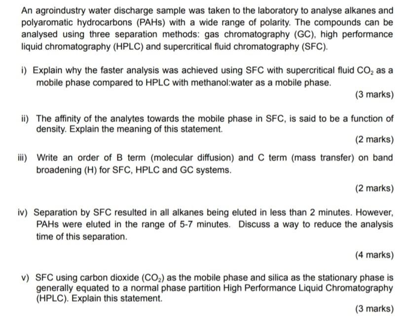 Solved An agroindustry water discharge sample was taken to | Chegg.com
