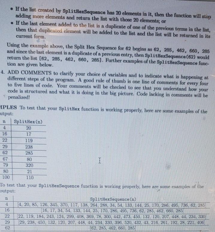 Solved TIONS: 1. Define the Splithex function Here we define | Chegg.com