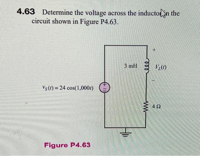 Solved 4.55 Using phasor techniques, solve for the voltage v | Chegg.com