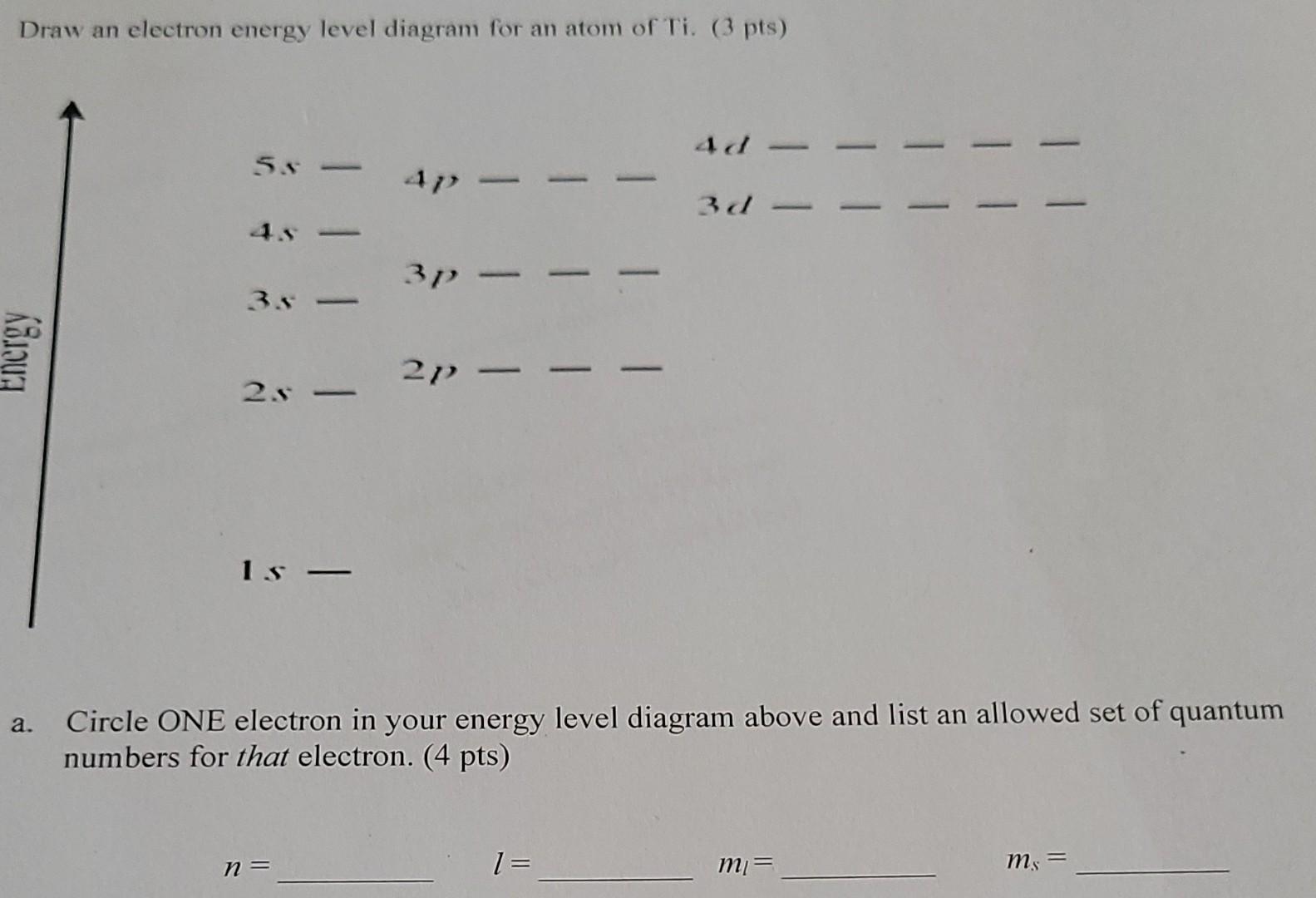 Solved Draw an electron energy level diagram for an atom of | Chegg.com