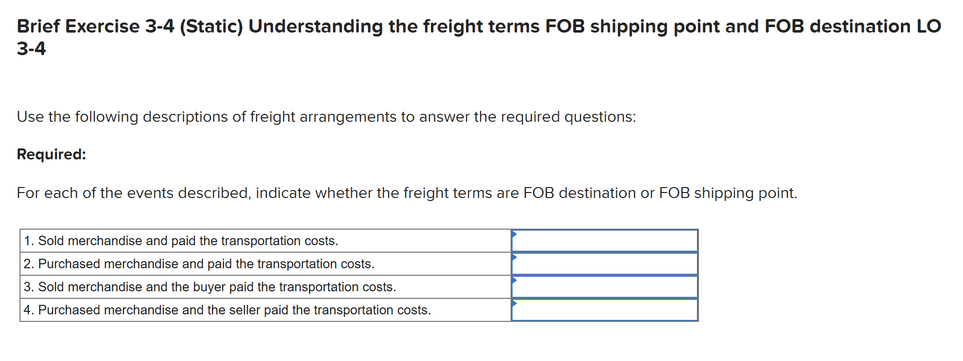 Solved Brief Exercise 3-4 (Static) ﻿Understanding the | Chegg.com