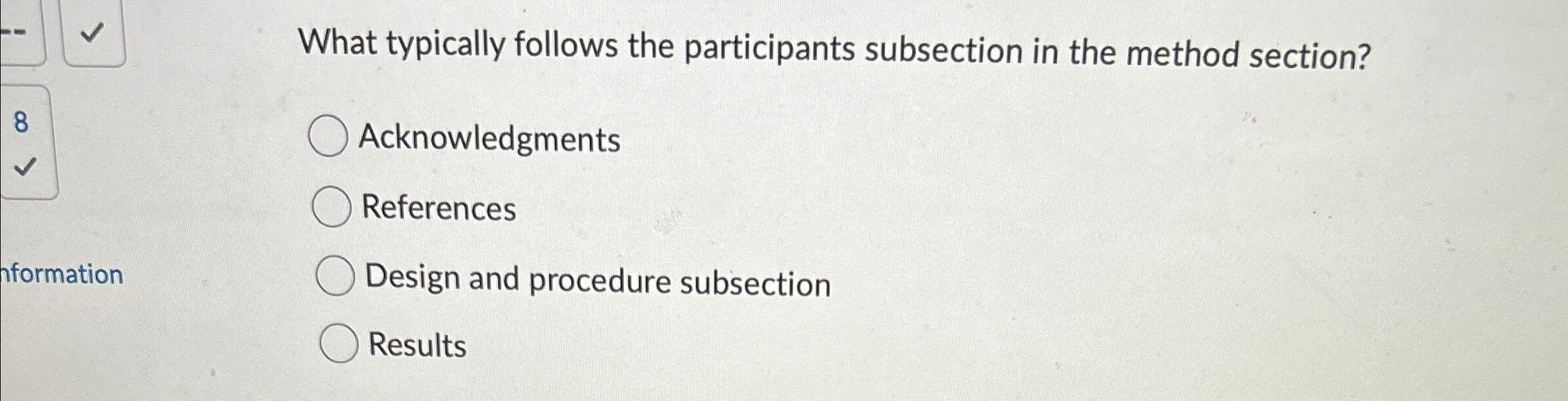 Solved What typically follows the participants subsection in | Chegg.com