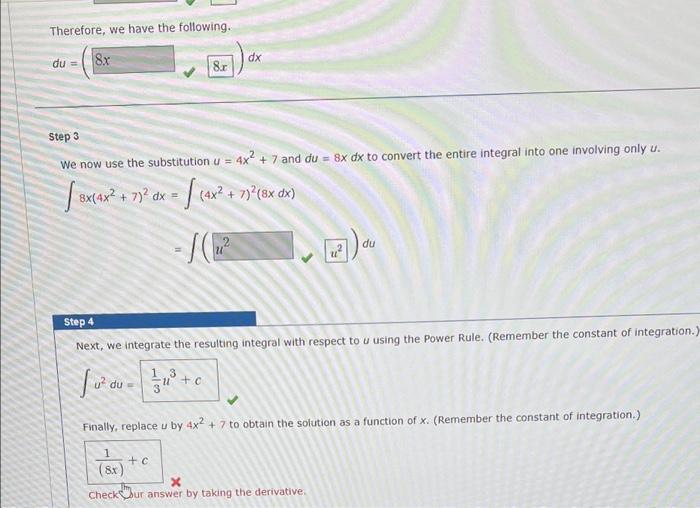 Solved Therefore, we have the following. 8x du = 8.T Step 3 | Chegg.com