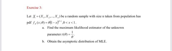 Solved Let X=(X1,X2,…,Xn) be a random sample with size n | Chegg.com
