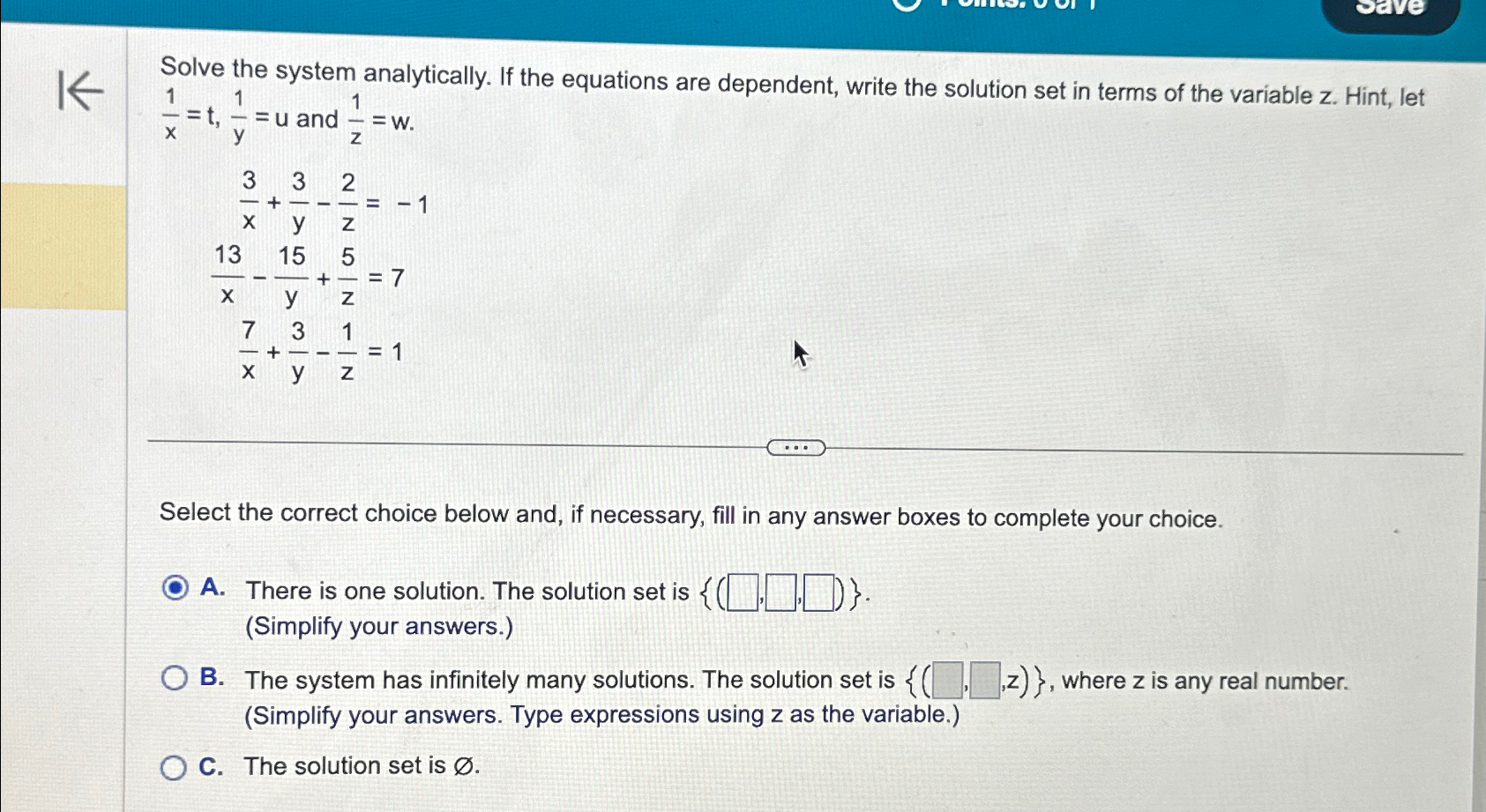 Solved Solve the system analytically. If the equations are | Chegg.com