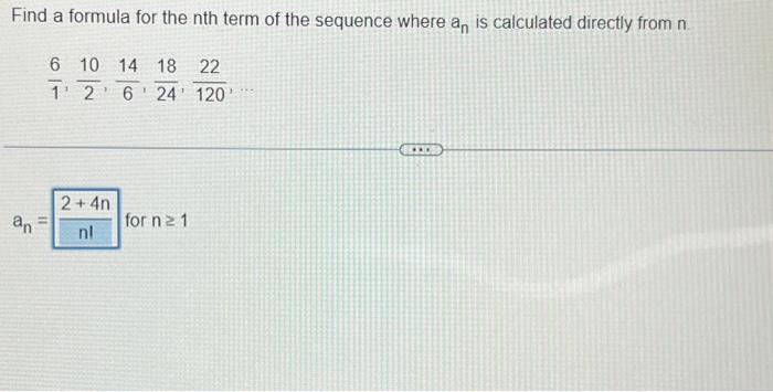 Solved Find a formula for the nth term of the sequence where | Chegg.com