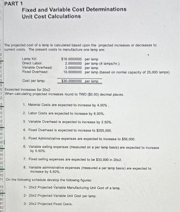 Solved Part 1 Fixed And Variable Cost Determinations Unit