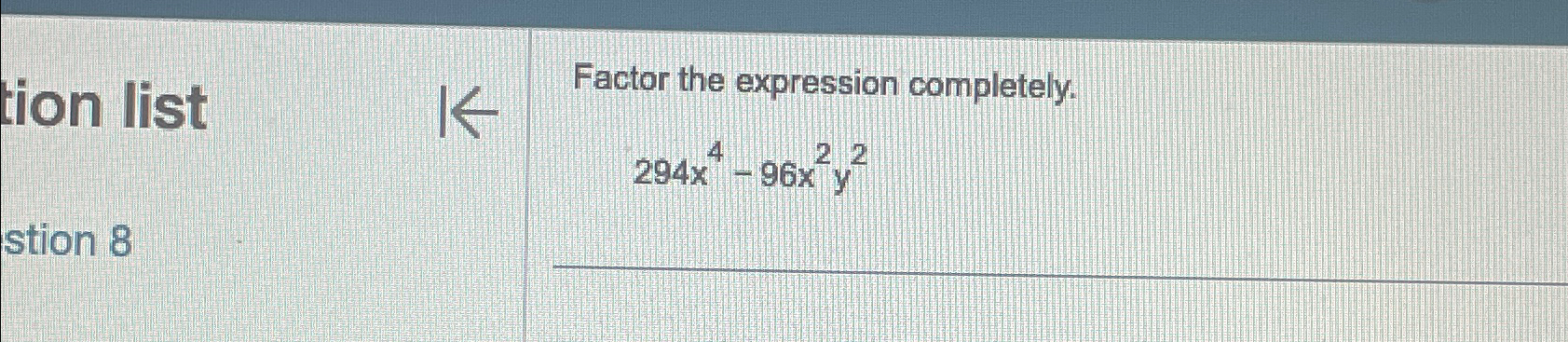 Solved tion listFactor the expression | Chegg.com