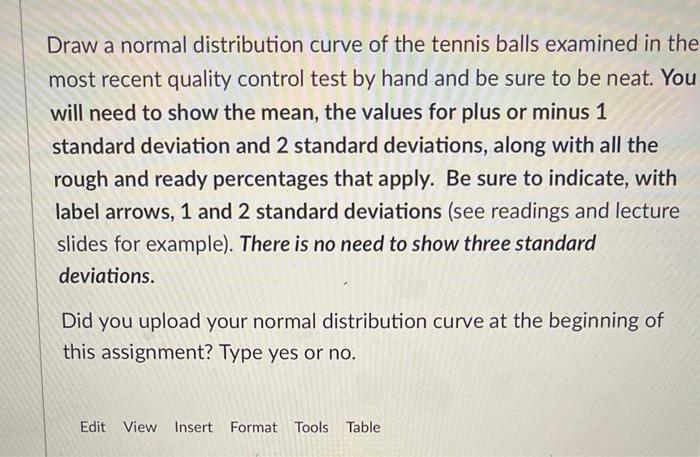 Draw a normal distribution curve of the tennis balls | Chegg.com