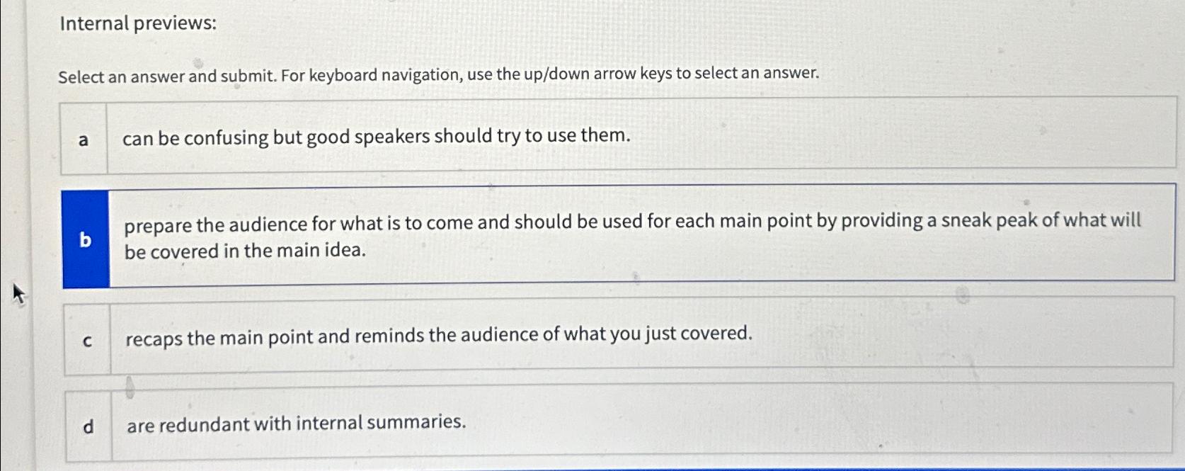 Solved Internal previews:Select an answer and submit. For | Chegg.com