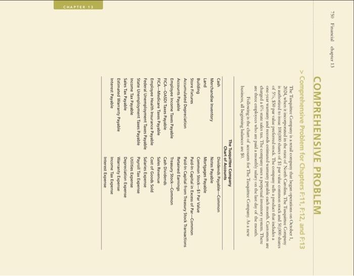 Solved 750 Financial chapter 13 COMPREHENSIVE PROBLEM > | Chegg.com
