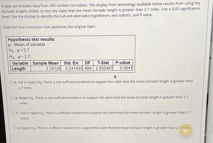 Solved A data set includes data from 500 random tornadoes. | Chegg.com