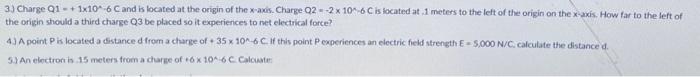 Solved 3.) Charge Q1 =+1×10∘−6C and is located at the origin | Chegg.com