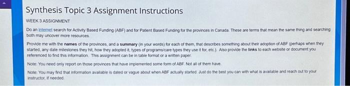 Solved Synthesis Topic 3 Assignment Instructions WEEK 3 | Chegg.com