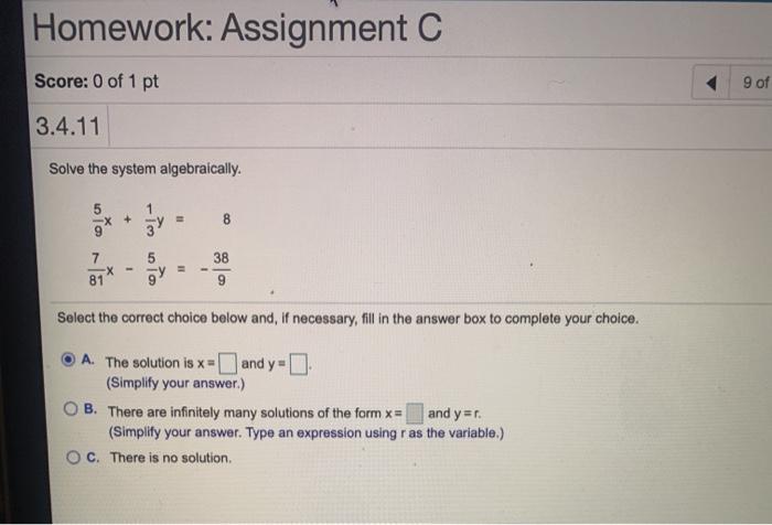 Solved Homework Assignment C Score 0 Of 1 Pt 9 Of 3 4 11