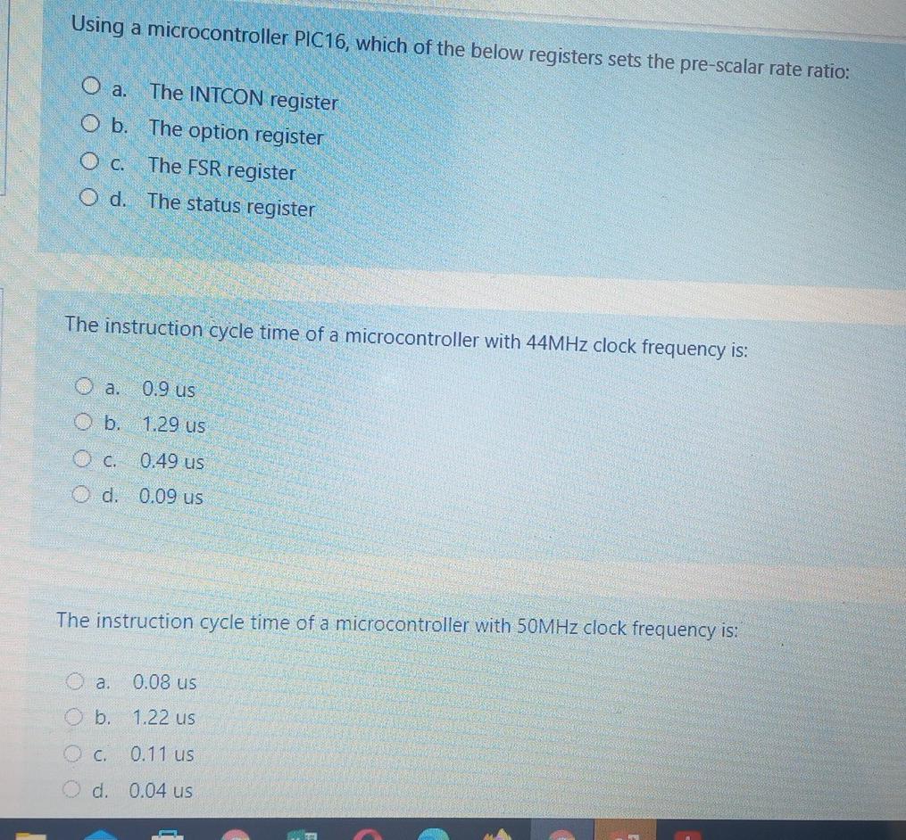 Solved Using a microcontroller PIC16, which of the below | Chegg.com