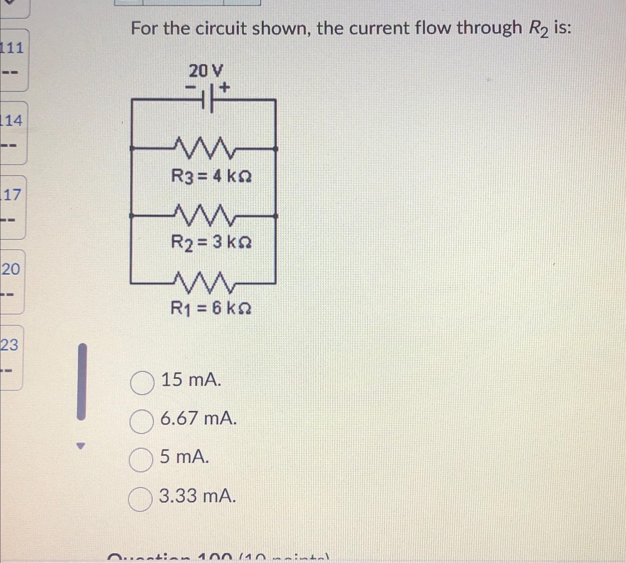 Solved For the circuit shown, the current flow through R2 | Chegg.com