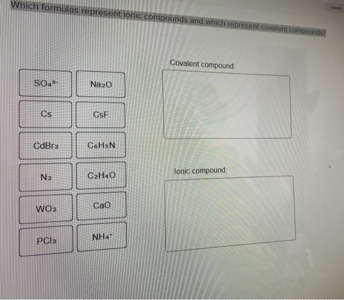 Solved Which formulas represent ionic compounds and which | Chegg.com