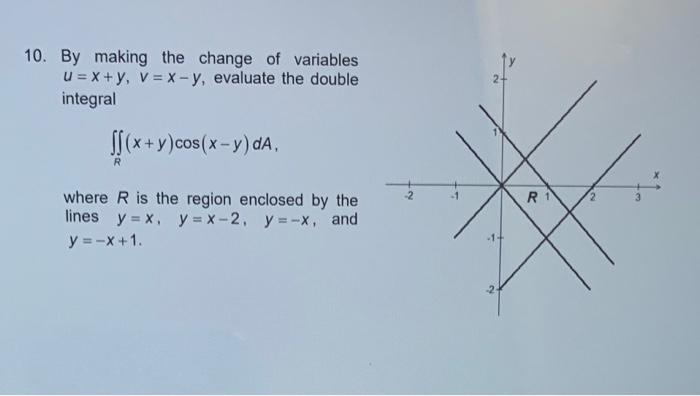 Solved 10. By making the change of variables u=x+y,v=x−y, | Chegg.com