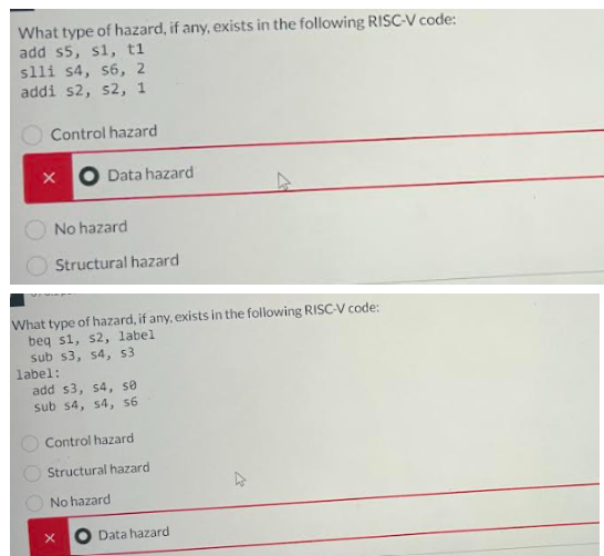 Solved What type of hazard, if any, exists in the following | Chegg.com