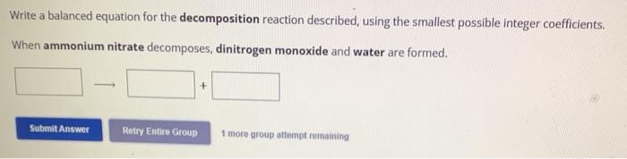Solved Write a balanced equation for the decomposition | Chegg.com