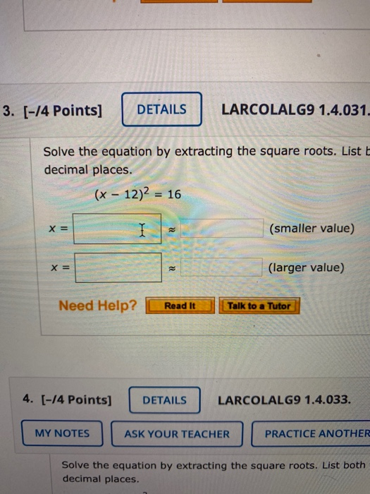 Solved 3 [ 14 Points] Details Larcolalg9 1 4 031 Solve The