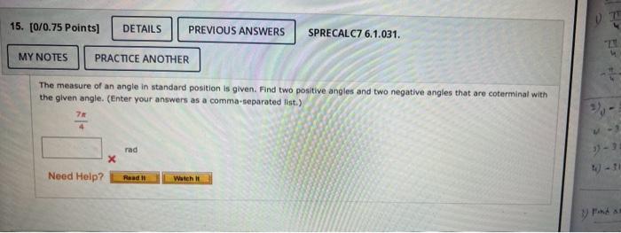 Solved The measure of an angle in standard position is | Chegg.com