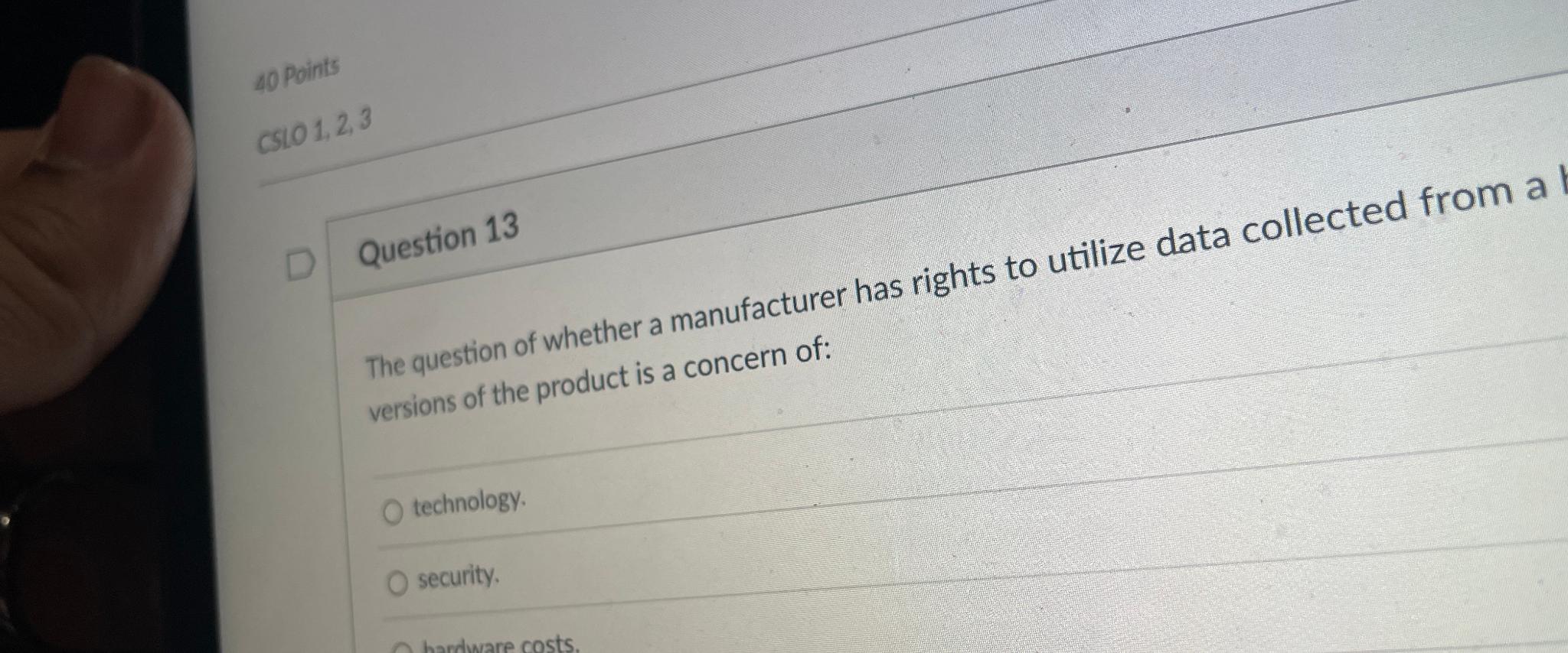 Solved Question 13The question of whether a manufacturer has | Chegg.com Solved Question 13The question of whether a manufacturer has | Chegg.com