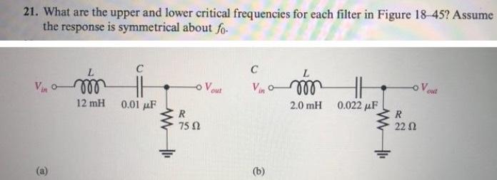 Solved 21. What are the upper and lower critical frequencies | Chegg.com