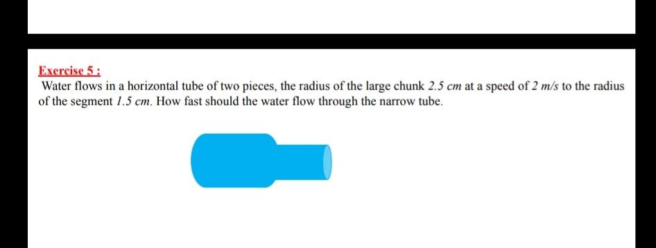 Solved Exercise 5: Water flows in a horizontal tube of two | Chegg.com
