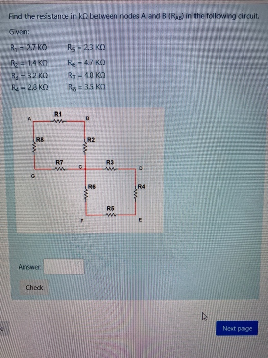 Solved Find the resistance in k ohm between nodes A and B in | Chegg.com