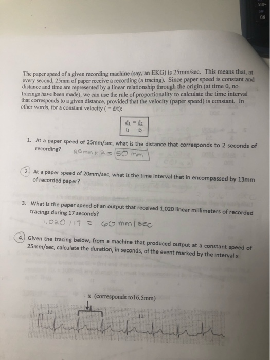 Solved STO- ON The paper speed of a given recording machine | Chegg.com