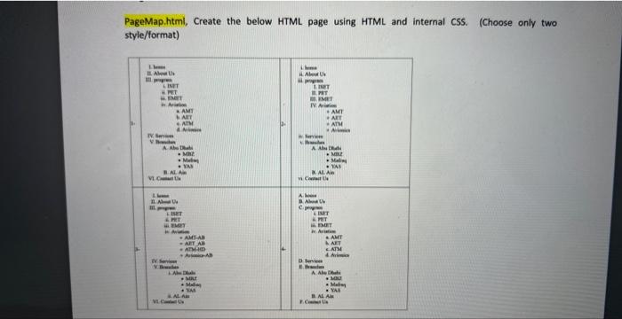 Solved PageMap.html, Create the below HTML page using HTML | Chegg.com