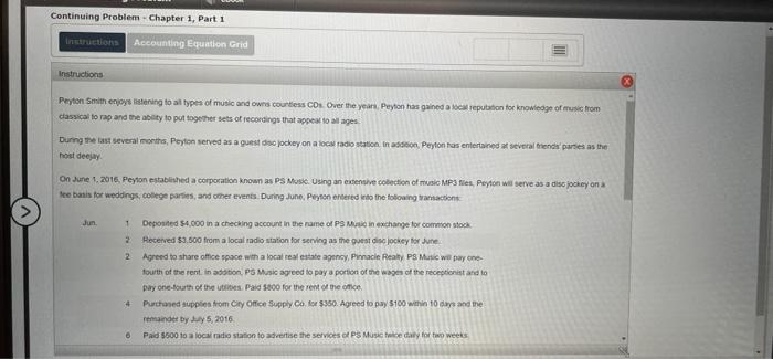 Solved Continuing Problem Chapter 1 - Instruction #3 Refer | Chegg.com