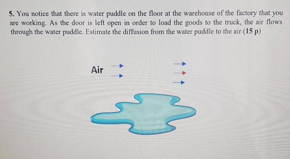 Solved 5. You notice that there is water puddle on the floor | Chegg.com