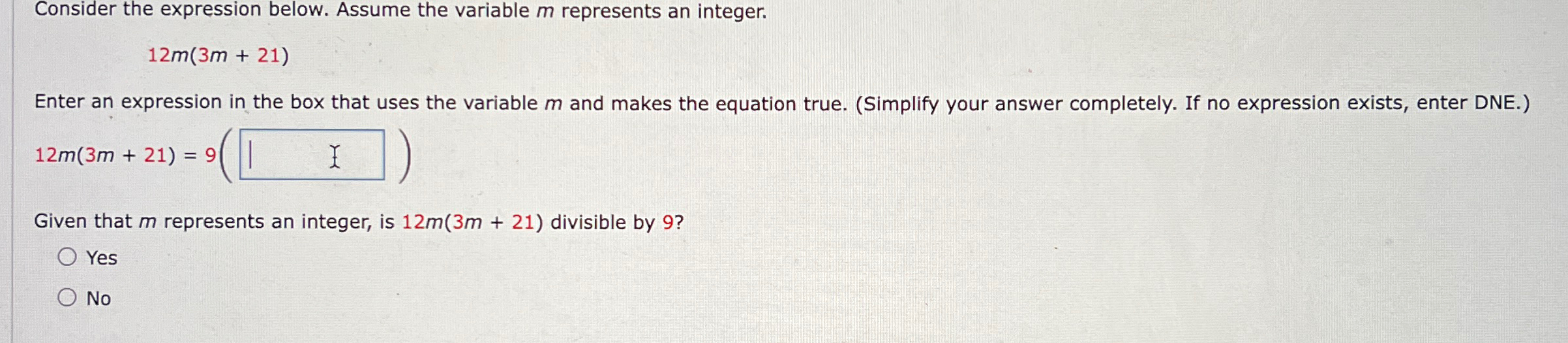 Solved Consider the expression below. Assume the variable m | Chegg.com