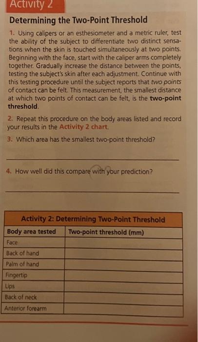 Solved Determining the Two-Point Threshold 1. Using calipers | Chegg.com