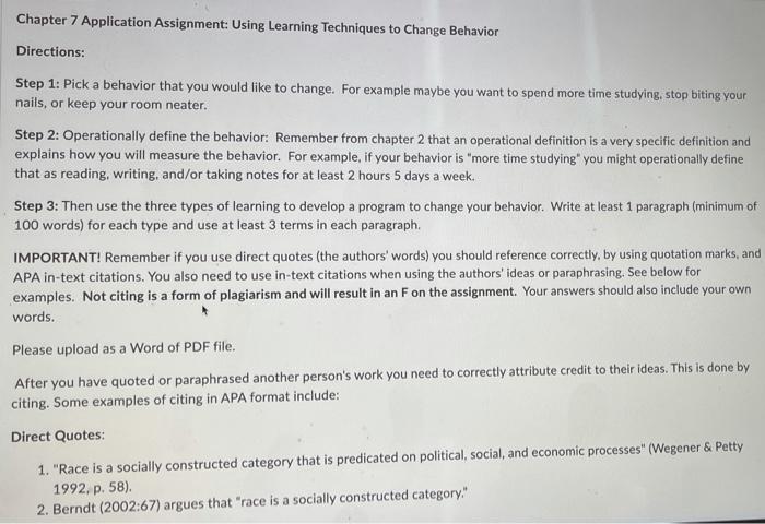 Solved Chapter 7 Application Assignment: Using Learning | Chegg.com
