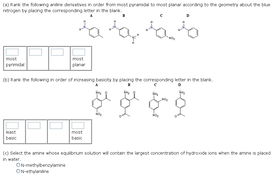 Solved Rank the following aniline derivatives in order from | Chegg.com