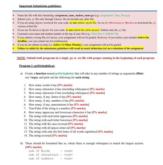 Solved Important Submission guidelines: Name the file with | Chegg.com